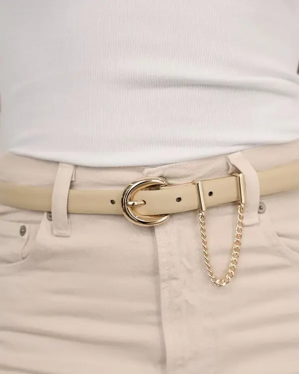 Ettika Cascade Chain Leather Belt - Ivory