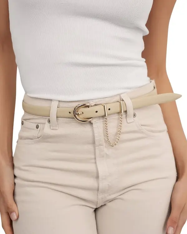 Ettika Cascade Chain Leather Belt - Ivory