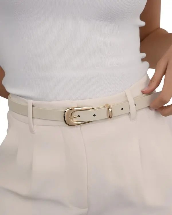 Ettika Leather Saddle Belt - Vanilla