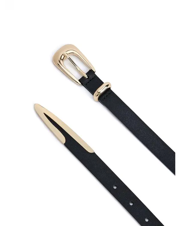 Ettika Modern Saddle Leather Belt - Black | Editorialist display picture 1