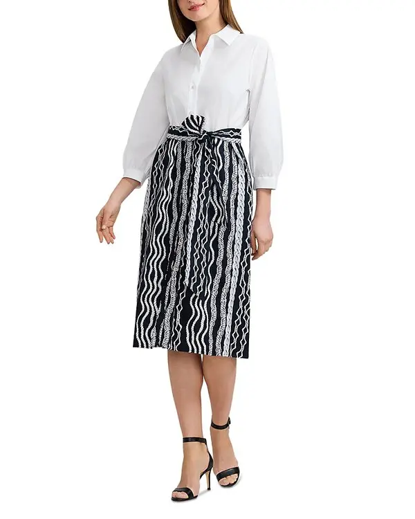 Foxcroft Esther 34 Braid Dress - White/ Black