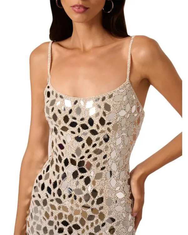 liv foster kaia beaded mirror mini dress Liv Foster Kaia Mirror-Beaded Mini Dress