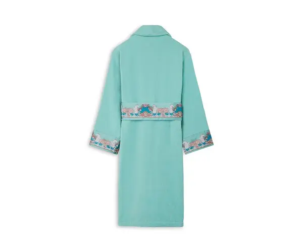Versace Coral Theatre Terry Bath Robe - Sea Green+dark Sea Green
