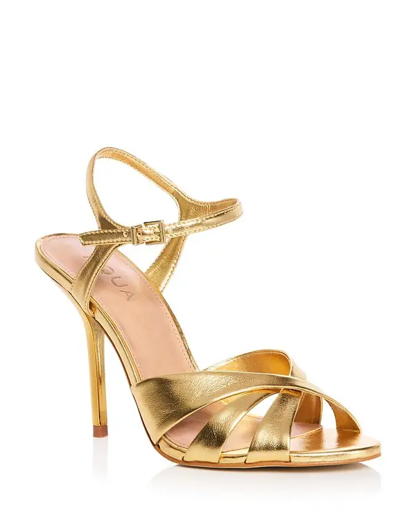 Aqua Ellah Strappy High Heel Sandals - Gold