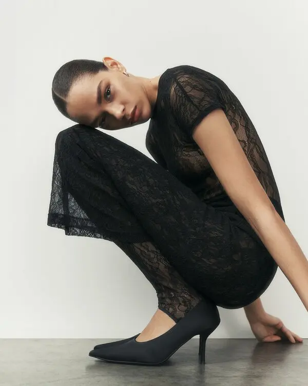 Wardrobe.NYC Lace Cap Sleeve Bodysuit - Black