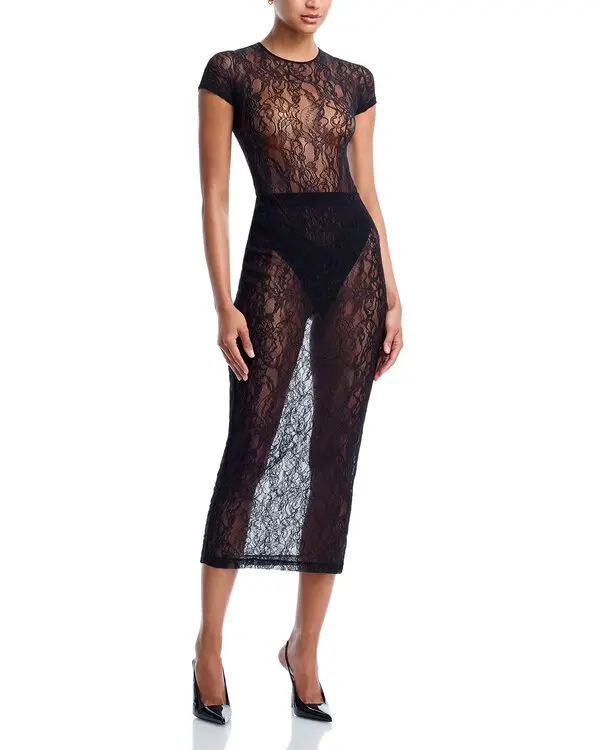 Wardrobe.NYC Lace Cap Sleeve Bodysuit - Black