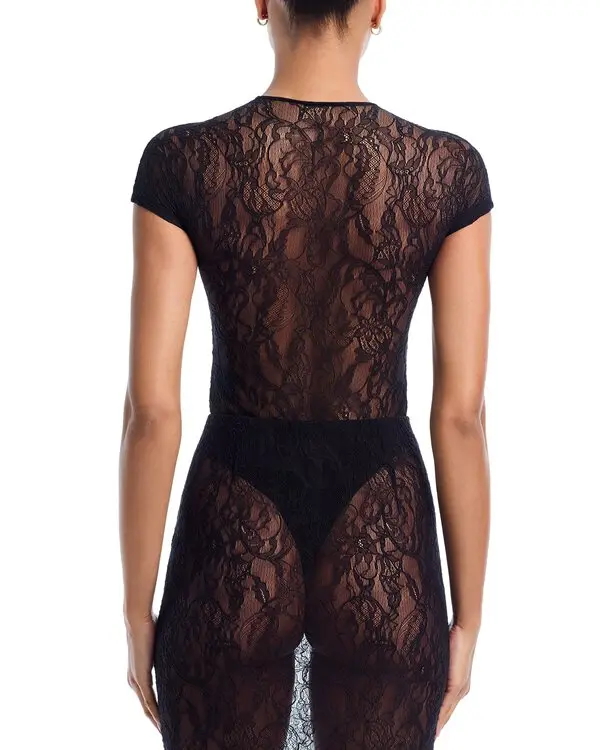 Wardrobe.NYC Lace Cap Sleeve Bodysuit - Black
