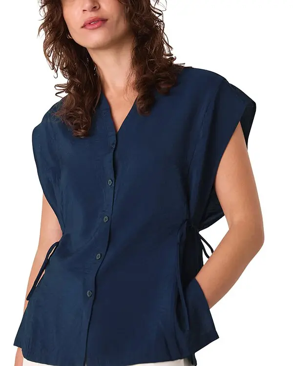 Whistles Button-down Tie Side Blouse