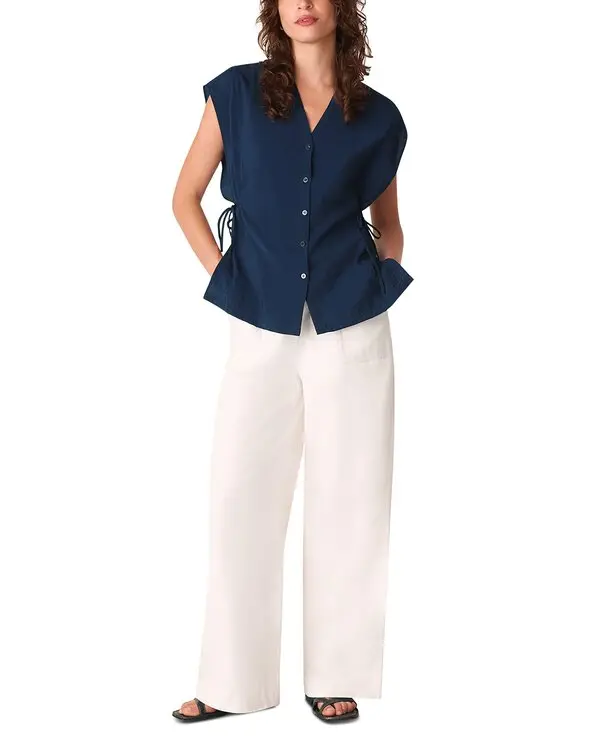Whistles Button-down Tie Side Blouse