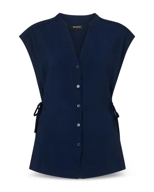 Whistles Button-down Tie Side Blouse