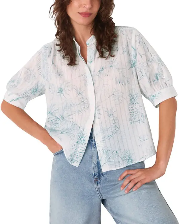 Whistles Pineapple Textured Shirt - Ivory/multi