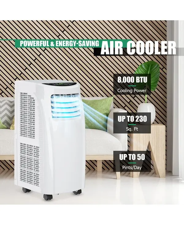 COSTWAY 8,000btu Portable Air Conditioner & Dehumidifier Function Remote