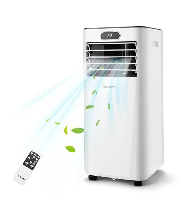 COSTWAY 10000 Btu Portable Air Conditioner W/ Remote Control 3-in-1 Air Cooler W/ Drying - White