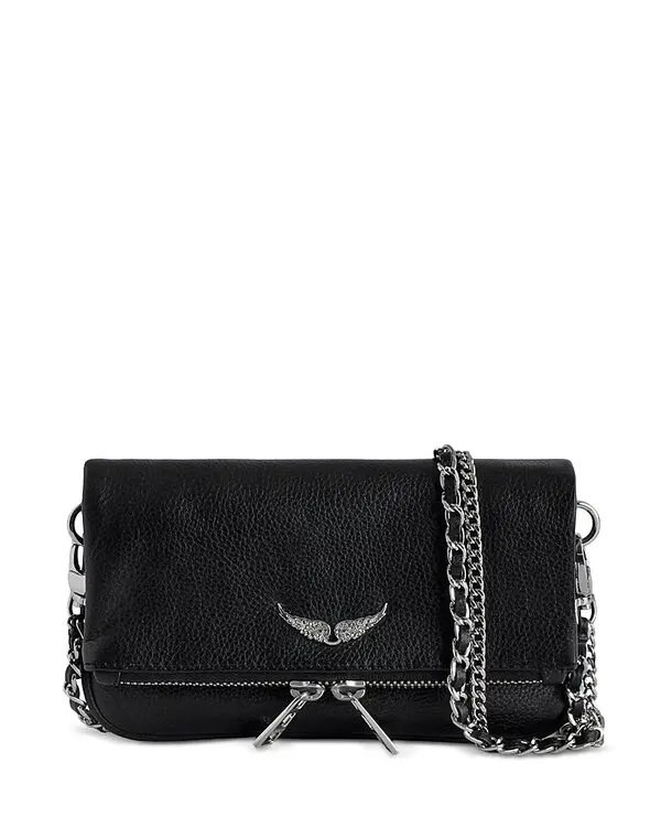 Zadig&Voltaire Rock Nano Grained Leather Crossbody Bag - Black