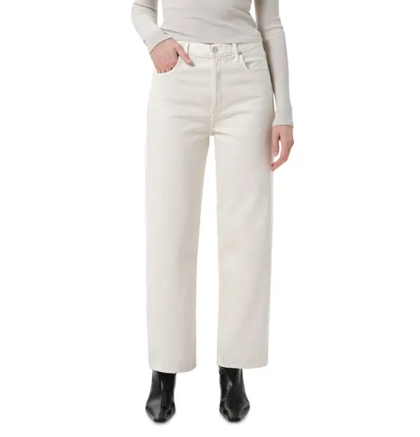 AGOLDE Ren High-rise Wide-leg Ankle Jeans - Brown Rice