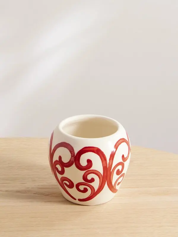 Themis Z The Peacock Cycladic Printed Ceramic Vase - Red