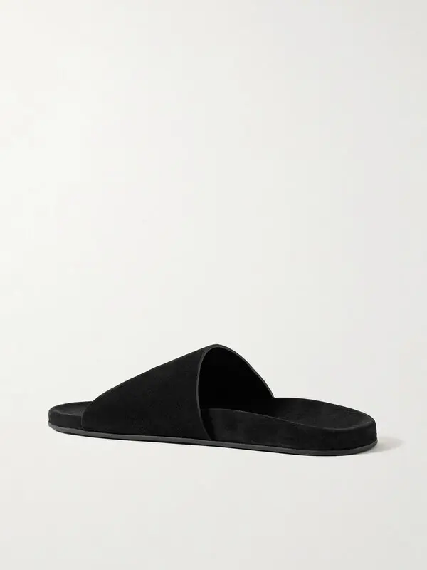 THE ROW Hugh Suede Slides - Black