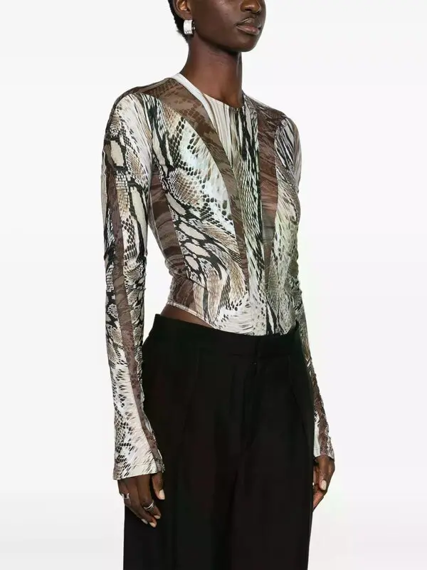 MUGLER Illusion Sheer-paneled Bodysuit