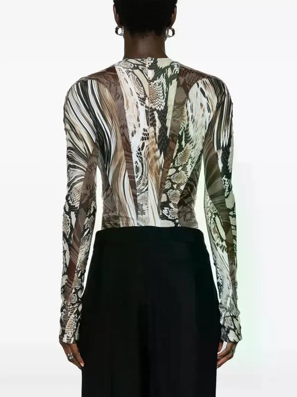 MUGLER Illusion Sheer-paneled Bodysuit