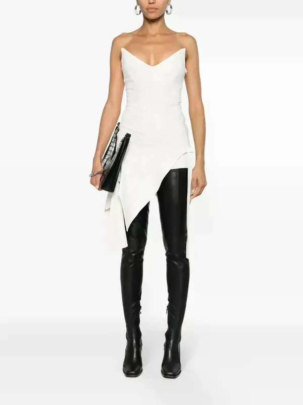 MUGLER Asymmetric Bustier Mini Dress - Neutrals