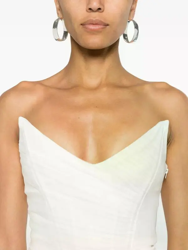 MUGLER Asymmetric Bustier Mini Dress - Neutrals