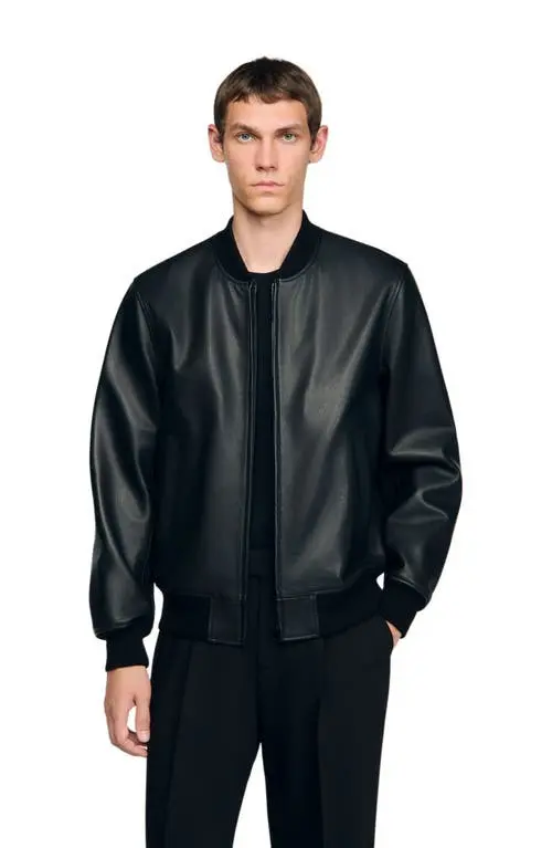 Sandro Leather Jacket - Black