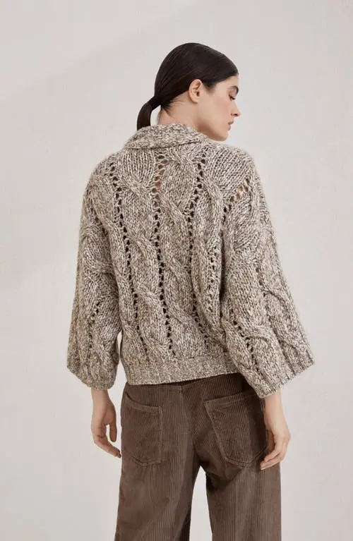 Brunello Cucinelli Chiné Cable Knit Cardigan