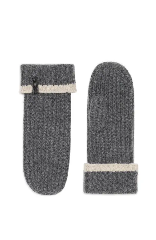 Brunello Cucinelli Cashmere Knit Mittens - Medium Grey