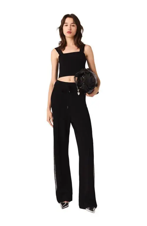Maje Knitted Crop Top With Straps - Black