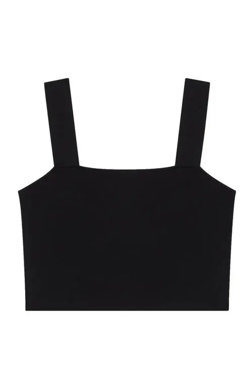 Maje Knitted Crop Top With Straps - Black