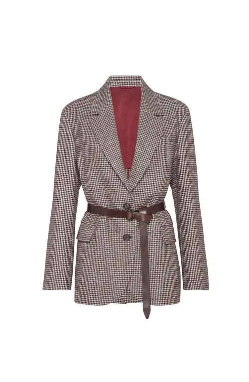 Brunello Cucinelli Houndstooth Blazer With Monili Detail