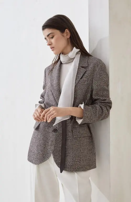 Brunello Cucinelli Houndstooth Blazer With Monili Detail