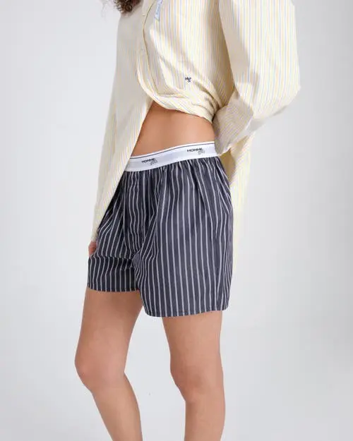 HOMMEGIRLS Boxer Shorts - Black White Stripe