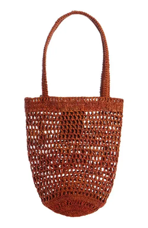 Chloé Small Crocheted Raffia Tote - Clay Brown