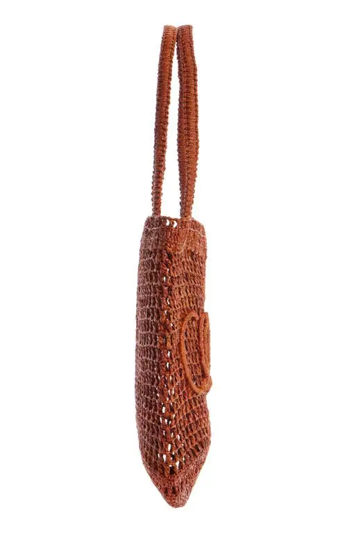 Chloé Small Crocheted Raffia Tote - Clay Brown