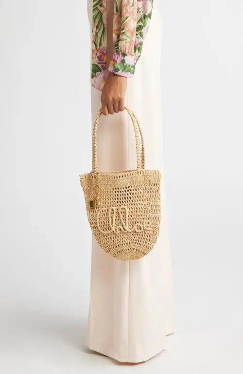 Chloé Small Crocheted Raffia Tote - Hot Sand