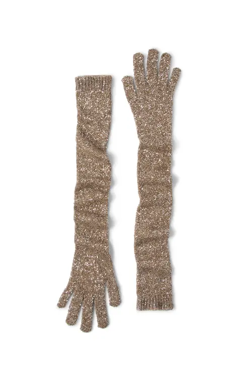 Brunello Cucinelli Sequin-embellished Knit Gloves - Beige