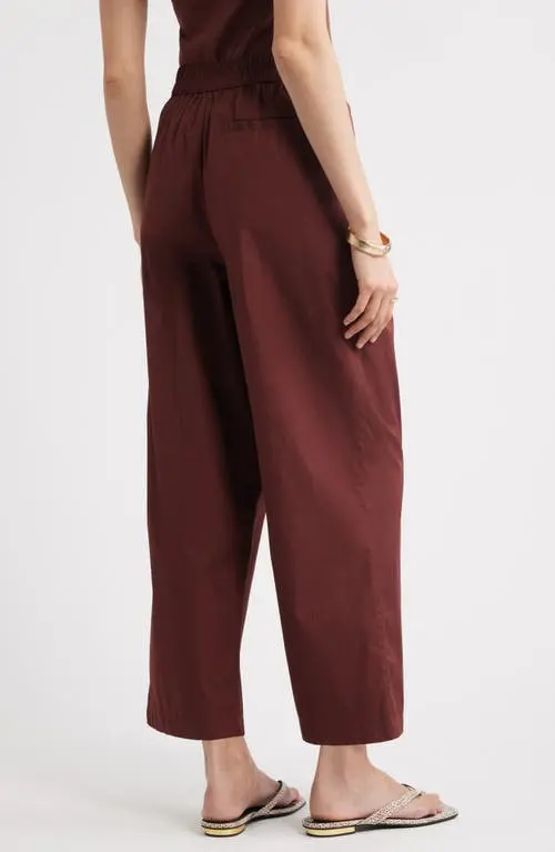 Nordstrom Cotton Poplin Cropped Pants - Brown Raisin