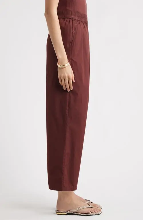 Nordstrom Cotton Poplin Cropped Pants - Brown Raisin