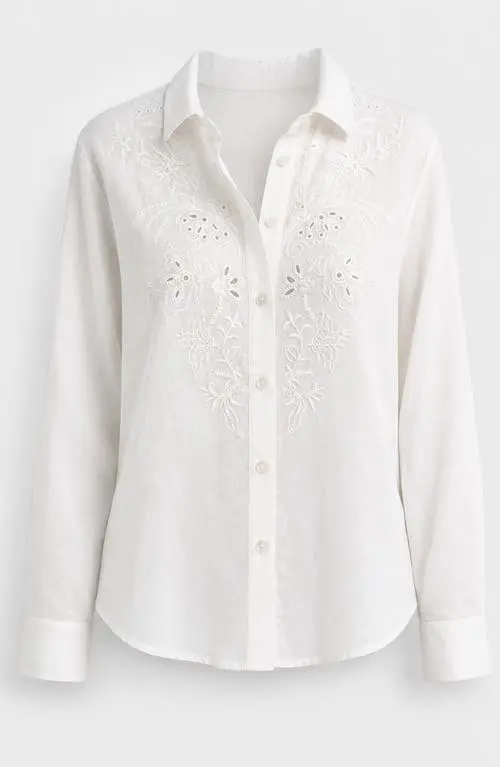 Calypso St. Barth Lucille Embroidered Eyelet Button-front Shirt