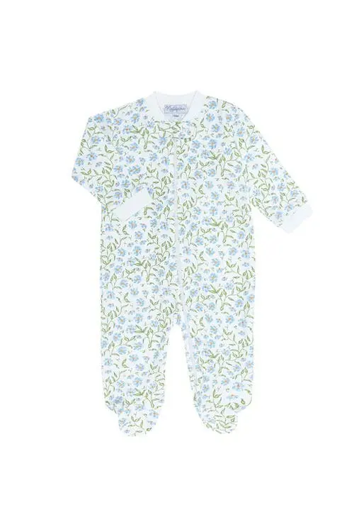 NELLAPIMA Vines Print Zipper Footie - Blue