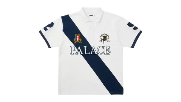 PALACE Geezer Polo Shirt - White/navy Blue