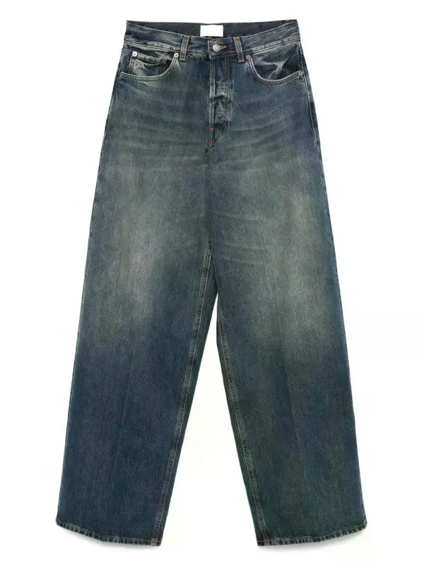 HAIKURE High-waist Wide-leg Jeans With Logo Patch