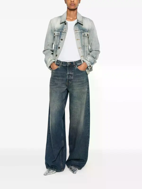 HAIKURE High-waist Wide-leg Jeans With Logo Patch