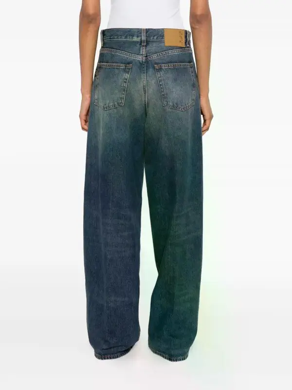 HAIKURE High-waist Wide-leg Jeans With Logo Patch