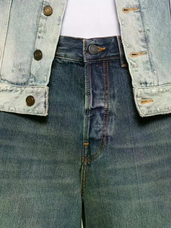 HAIKURE High-waist Wide-leg Jeans With Logo Patch