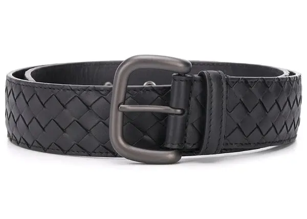 Bottega Veneta Hand Woven Nappa Leather Belt - Black