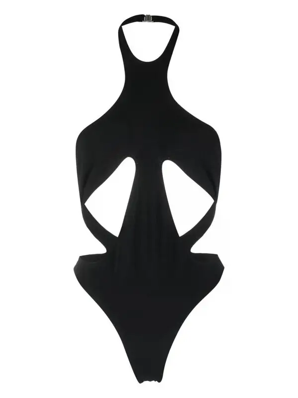 MUGLER Halterneck Cut-out Swimsuit - Black