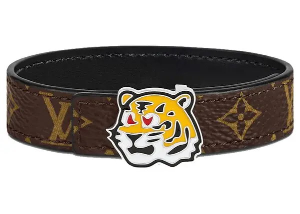 LOUIS VUITTON X Nigo Tiger 14mm Reversible Bracelet - Brown