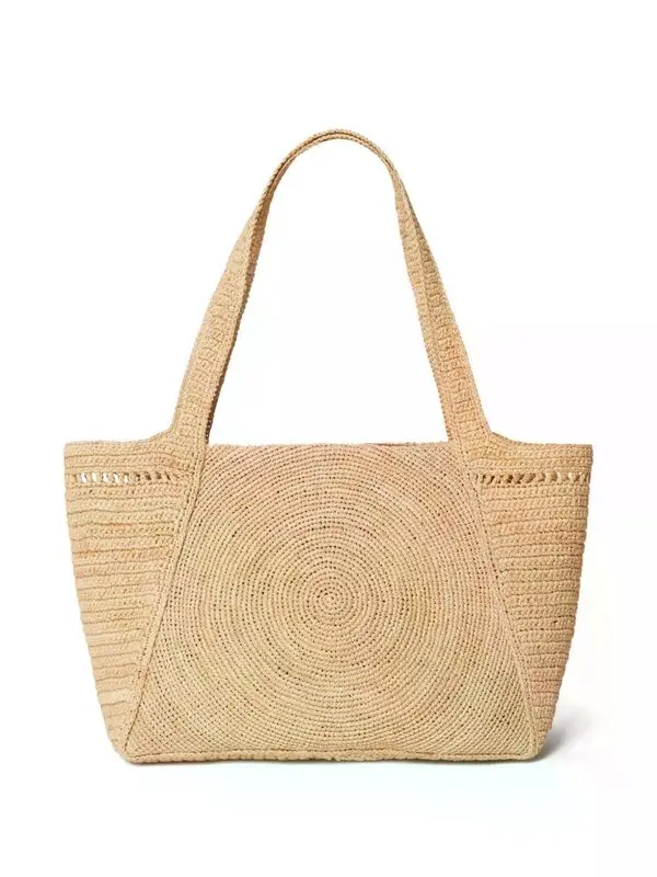 Stella McCartney Embroidered-logo Raffia Tote